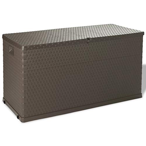 Deck Box, Large Storage Space for Cushions, Pool Accessories, Pillows, Garden Storage Box Lights Ideal for Garden, Patio, Balcony, Storage Box in Patio Storage Box Brown 47.2"x22"x24.8"