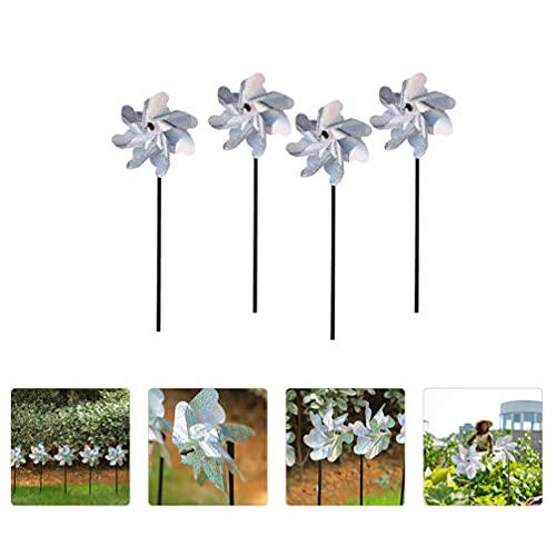 Cabilock 4pcs Garden Decor Pinwheels Bird Windmills Reflective Pin Wheels Sparkly Garden Pinwheels