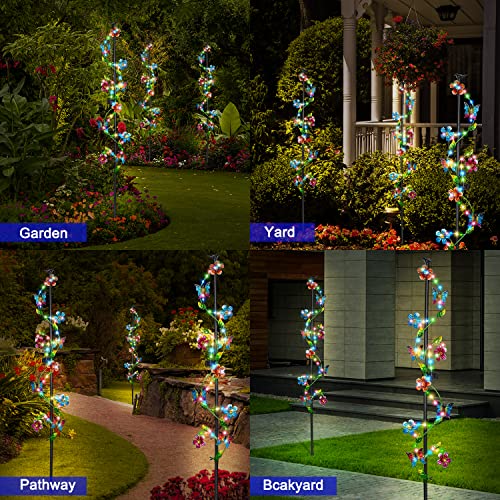 K KYMYCRAFT Solar Garden Lights Outdoor Decor, 2 Pack Garden Stake Light Waterproof Garden Lights with Stand for Garden, Patio Landscape, Yard, Pathway Decoration (Butterfly)