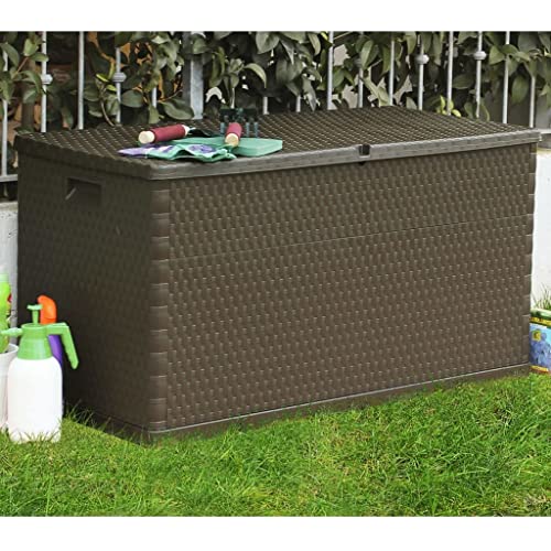 Deck Box, Large Storage Space for Cushions, Pool Accessories, Pillows, Garden Storage Box Lights Ideal for Garden, Patio, Balcony, Storage Box in Patio Storage Box Brown 47.2"x22"x24.8"