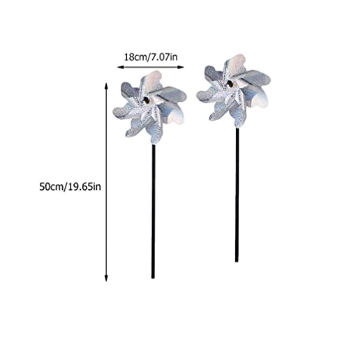 Cabilock 4pcs Garden Decor Pinwheels Bird Windmills Reflective Pin Wheels Sparkly Garden Pinwheels