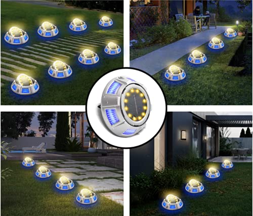 inBEKEA 1 Pcs Solar Underground Light Solar Buried Inground Light Outdoor Floor Lamp IP65, Waterproof for Courtyard Lawn Tile Garden (Warmes Licht + Buntes Licht)