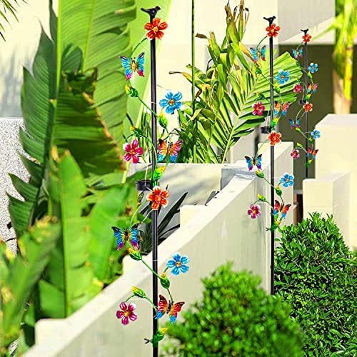 K KYMYCRAFT Solar Garden Lights Outdoor Decor, 2 Pack Garden Stake Light Waterproof Garden Lights with Stand for Garden, Patio Landscape, Yard, Pathway Decoration (Butterfly)