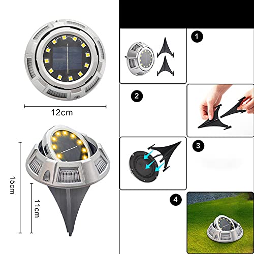 inBEKEA 1 Pcs Solar Underground Light Solar Buried Inground Light Outdoor Floor Lamp IP65, Waterproof for Courtyard Lawn Tile Garden (Warmes Licht + Buntes Licht)