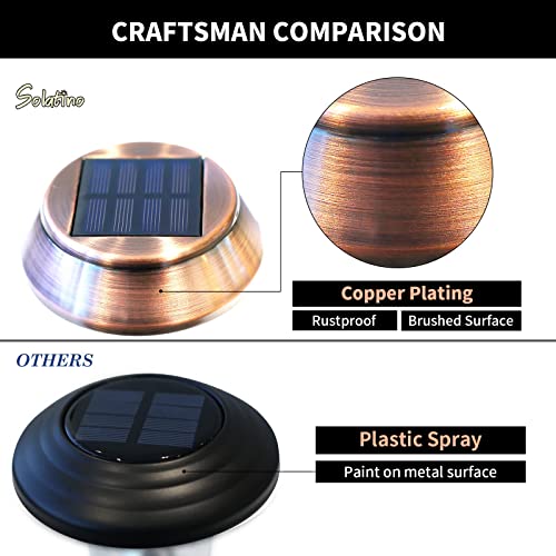 SOLATINO Solar Pathway Lights Outdoor Waterproof 6 Pack Solar Powered Garden Lights Bright Up to 12 Hrs Yard Light LED Landscape Lighting Decorative Copper Stainless Steel Walkway Light, Warm White