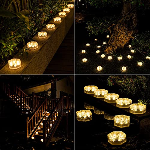 AIINY Solar Outdoor Lights 1 Pack,Outdoor Garden Decor Lighting Products,6LED Warm White Waterproof Ice Cube Pathway Lights for Garden Patio Porch Landscape Backyard Lawn Yard Pool