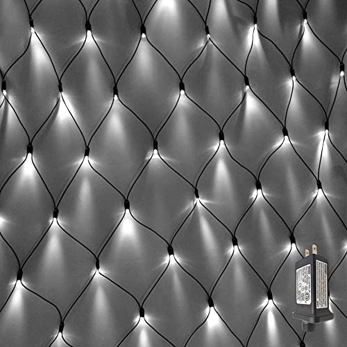 YASENN 300LED Net Lights 12x5ft DC Plug in 8 Lighting Modes Mesh Lights for Garden Patio Fence Bushes Shrub pergola Outdoor Christmas Decorations (Cool White)