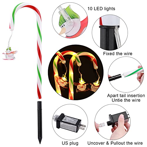 10pcs Christmas Candy Cane Lights 20β LED Christmas Candy Cane Pathway Marker Lights,Christmas Stakes Lights for Xmas Holiday Party Walkway Patio Garden Decor