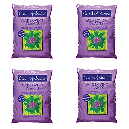 Coast of Maine Organic Natural Garden Compost Potting Planting Soil Blend for Acid Loving Plants, Bushes, and Flowers, 20 Quart Bag (4 Pack)