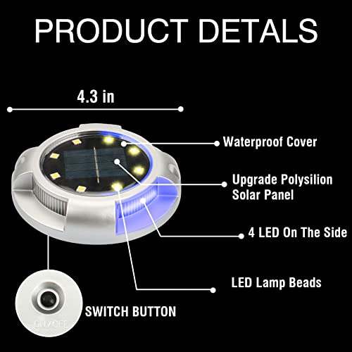 8 Pack Solar Driveway Lights Dock Lights LED Wireless IP67 Waterproof Outdoor Warning Step Lights Marker Lights for Driveway Sidewalk Steps Garden Pathway Yard