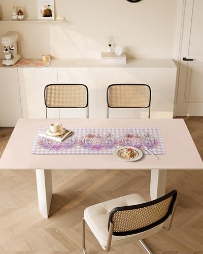 Heat Resistant Mats for Countertop, Hello Autumn Thanksgiving Pumpkins Pink Plaid Waterproof Non-Slip Mats Kitchen Counter Protector, Rolled Up Kitchen Counter Mat for Air Fryer, Oven, Microwave