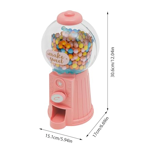 Candy Dispenser,Manual Mini Candy Machine Dispense,Freestanding Ball Bulk Vending Machine,Classic Bubble Capsule Toys Candy Dispenser,for Home,Retail Store,Amusement Park,Shopping Mall(Pink)