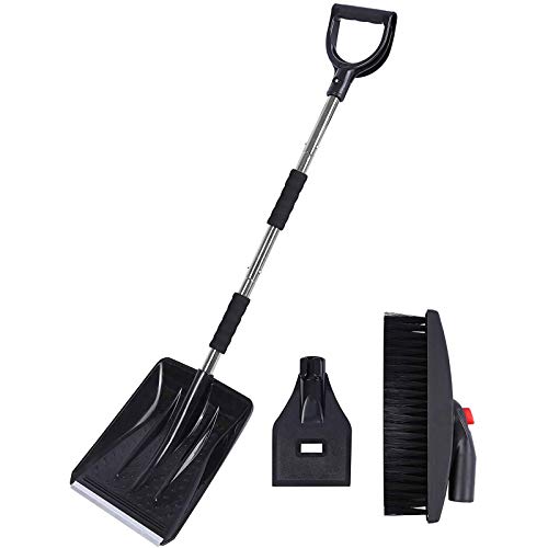 3-in-3 Snow Shovel Kit Snow Shovel with Ice Scraper and Snow Brush, Collapsible Snow Sand Mud Removal Tool for Garden, Camping, Car and Other Outdoor Activities