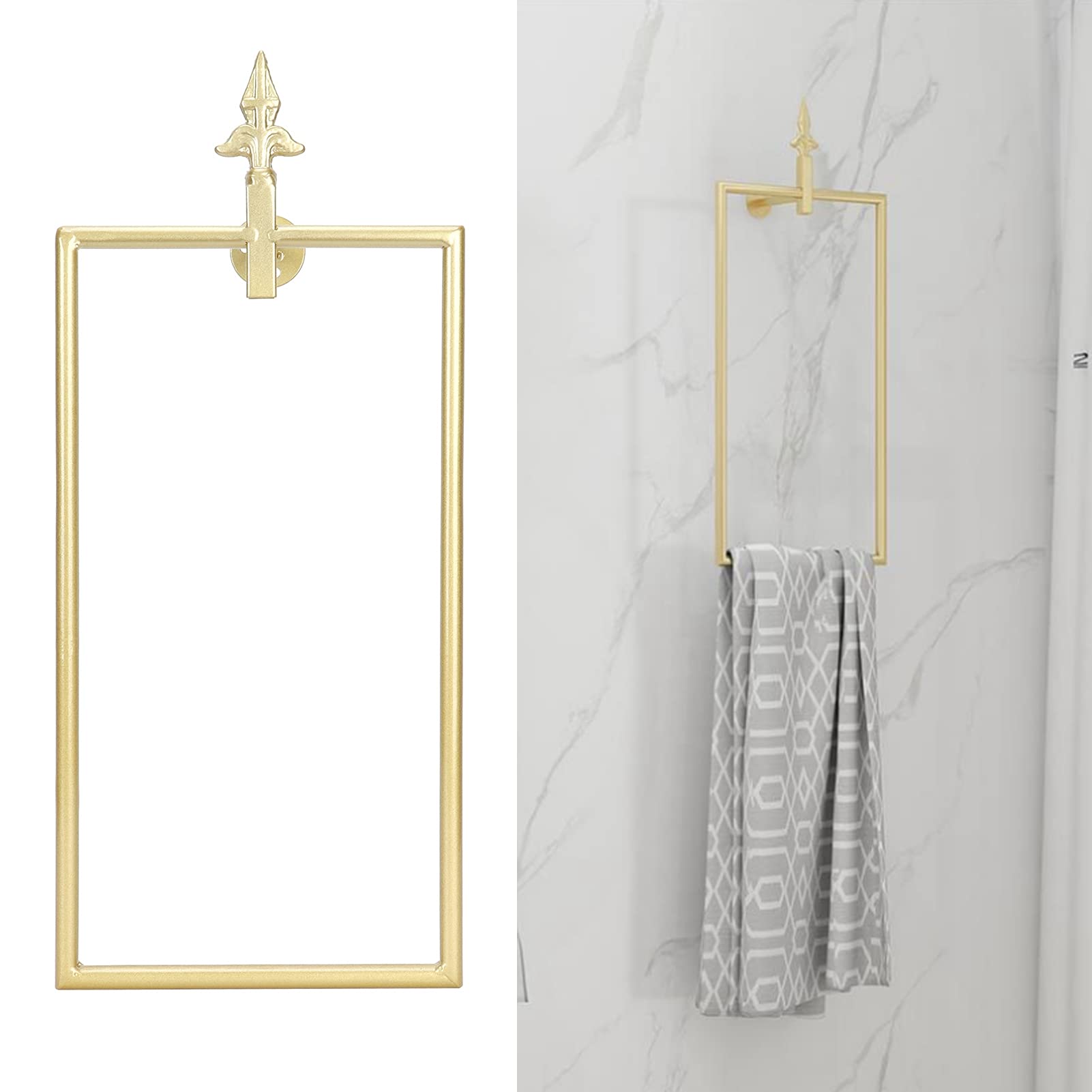 Towel Bar Towel Rack, Towel Ring Modern Home Decor Bathroom Towel Rack Metal Wall Mounted Towel Storage, Gold Hand Towel Holder for Bathroom Kitchen Hand Towel Bar Accessories