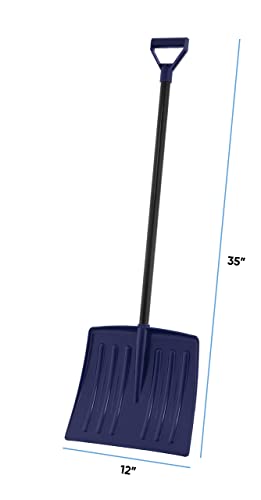 Superio Kids Snow Shovel for Driveway, Plastic Heavy Duty Shovel for Snow Removal with D Grip Metal Handle Small Navy Blue Kids Shovel Sturdy, 35“ Height, Durable Plastic 12" Wide Blade, Snow Fun (3)