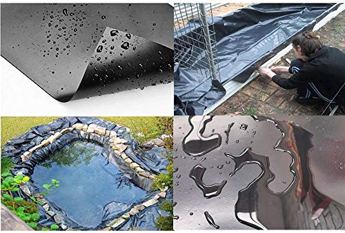 TECHTONGDA HDPE Pond Liner Black 20x20ft Flexible Water Garden Fish Pond Liner Elasticity