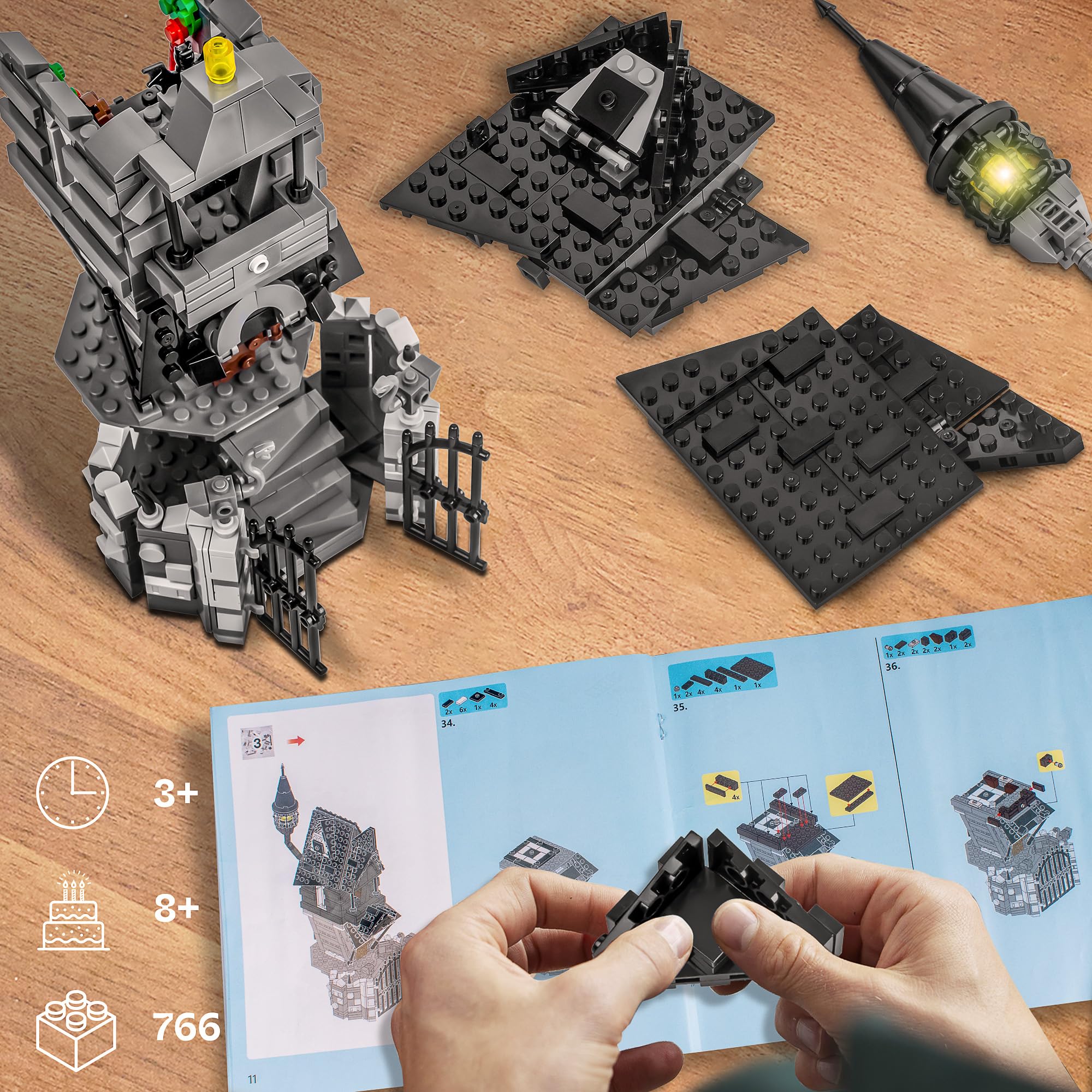 PleySyncz Halloween Haunted Mansion House Building Kit, Before Christmas Building Blocks Set with Glowing Lighting, for Fans and Kids (766pcs)