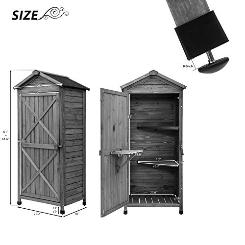 DANGRUUT Outdoor Storage Sheds, Fir Wood Tool Lockers with Workstation, Garden Wooden Arrow Shed, Organizer Cabinet for Backyard,Garden,Patio