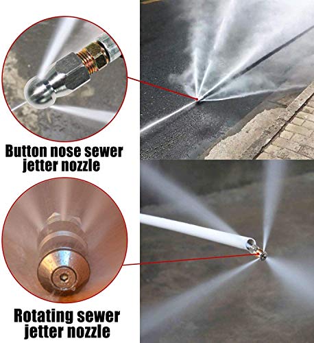 EDOU DIRECT 100 FT Cleaning Kit for Pressure Washer | 4,000 PSI Max Working Pressure | Includes: Durable Sewer Jetting Hose (3 layers) & 3 Sewer Jetter Nozzles