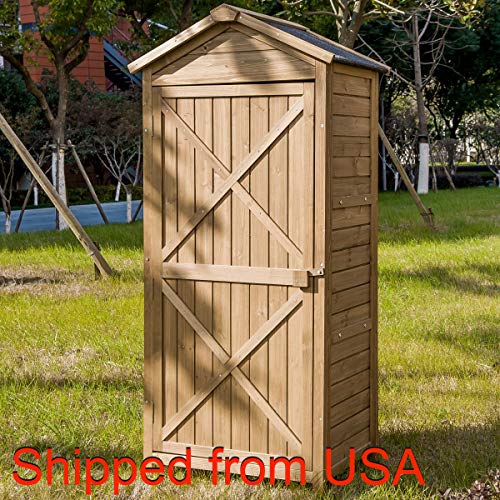 DANGRUUT Outdoor Storage Sheds, Fir Wood Tool Lockers with Workstation, Garden Wooden Arrow Shed, Organizer Cabinet for Backyard,Garden,Patio