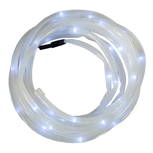 Pure Garden Solar Powered LED Rope Lights – 32 FT Strand with 100 White Bulbs, Steady or Twinkle Mode – Outdoor Patio, Landscape, and Garden Décor