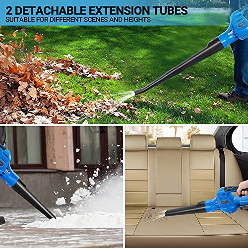 WISETOOL 20V Cordless Leaf Blower with Battery and Charger, Leaf Blower Battery Operated, Rechargeable Electric Handheld Leaf Blowers Variable Speed with 2 Tubes for Patio, Leaves and Snow Blowing
