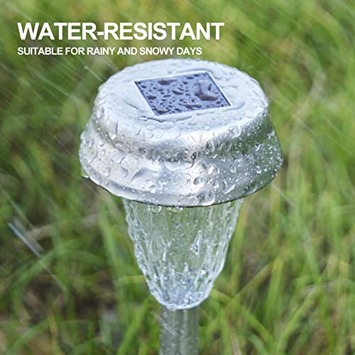 QEEPGG Solar Lights Pathway Outdoor Waterproof Stainless Steel Metal Plastic Auto On/Off Solar Powered Landscape LED Lighting for Garden Yard Walkway Lawn, Patio, Deck, Driveway Stakes