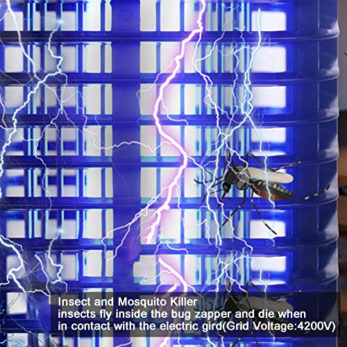 Bug Zapper,2 in 1 Bug Zapper Indoor,High Powered Waterproof Mosquito Zapper for Outdoor and Indoor,4200V Electronic Mosquito Trap for Home, Garden