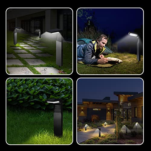 Cattlite Solar Outdoor Lights,L-Shaped Black Solar Pathway Lights,IP65 Waterproof Solar Garden Lights,for Path Patio Yard Walkway Warm White-2 Pack