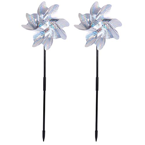YARNOW Garden Wind Spinners Plastic Pinwheels Bird Repeller Pinwheels Wind Sculptures Yard Stake Stick Art Ornament Bird Repellent Device Stake Decorations for Lawns Yard Patio 2Pcs
