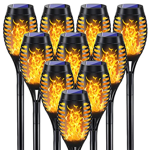 10Pack Solar Torch Lights for Garden Decor for Outside, Outside Solar Lights for Yard, Garden Lights Solar Powered for Patio Decor, Landscape Luces Solares for Outdoor Decorations for Patio Porch Pool