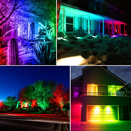 T-SUN RGB Solar Spotlight Outdoor, Color Changing Spot Lights IP65 Waterproof Garden Lights Lawn Light Outdoor Spotlight Auto On/Off for Garden Yard Lawn Path 2 in 1