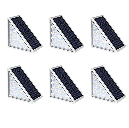 YHXGLJDKA LED Solar Step Lights Outdoor Stair Lights, 6-Pack Wireless Security Lights Auto ON/Off, IP67 Waterproof Lights for Garden Backyard Garage Stair Step(Warm White)