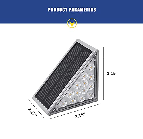 YHXGLJDKA LED Solar Step Lights Outdoor Stair Lights, 6-Pack Wireless Security Lights Auto ON/Off, IP67 Waterproof Lights for Garden Backyard Garage Stair Step(Warm White)