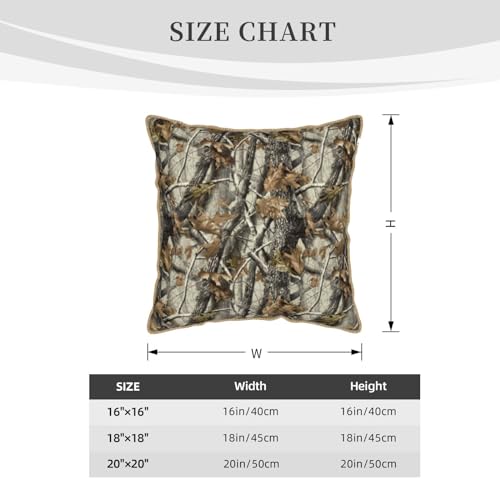 Augenstern Zippered Pillow Protectors Cover Case Mossy-Tree-Camo-Leaf Decorative Throw Pillow Cover Square Cushion Case 16"X16"