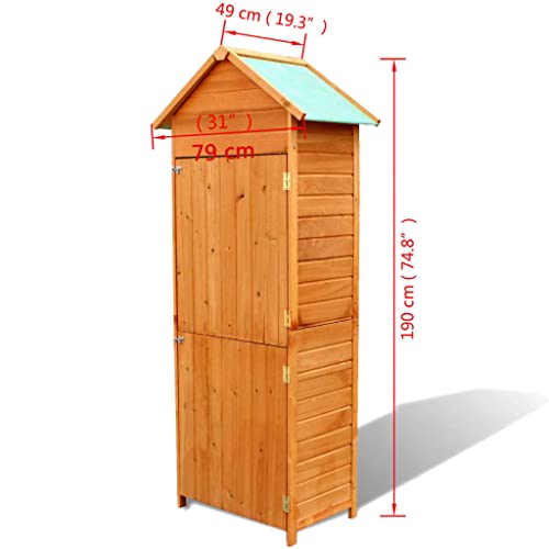 loibinfen Patio Storage Cabinet Outdoor Storage Cabinet Waterproof Garden Storage Cabinet Utility Tool Storage Organizer for Backyard, Patio, Garden Deck Brown 31.1"x19.3"x74.8" (Weight:48.5 lbs)