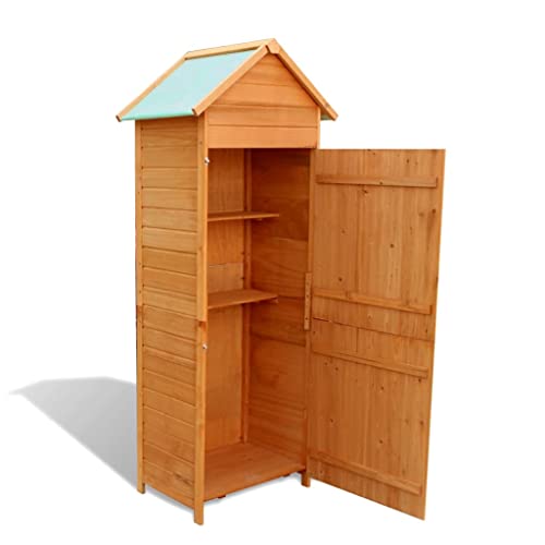 loibinfen Patio Storage Cabinet Outdoor Storage Cabinet Waterproof Garden Storage Cabinet Utility Tool Storage Organizer for Backyard, Patio, Garden Deck Brown 31.1"x19.3"x74.8" (Weight:48.5 lbs)
