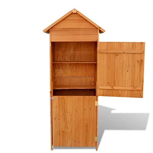 loibinfen Patio Storage Cabinet Outdoor Storage Cabinet Waterproof Garden Storage Cabinet Utility Tool Storage Organizer for Backyard, Patio, Garden Deck Brown 31.1"x19.3"x74.8" (Weight:48.5 lbs)