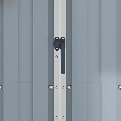 vidaXL Garden Shed Outdoor Lawn Home Garden Structure Storage Ventilation Sloping Design Shelf Tool Storage House Shed Gray Galvanized Steel