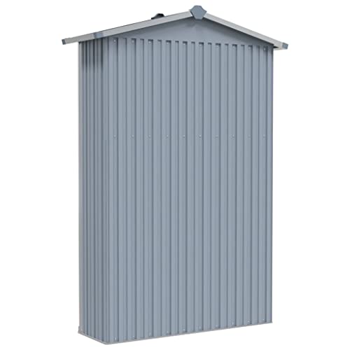 vidaXL Garden Shed Outdoor Lawn Home Garden Structure Storage Ventilation Sloping Design Shelf Tool Storage House Shed Gray Galvanized Steel