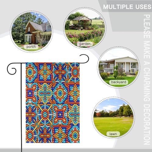 Double-sided garden flag Mexican Talavera Ceramic Tile Pattern Ethnic Folk Outdoor Flag Garden Flag Yard Outdoor Decoration (12×18in).