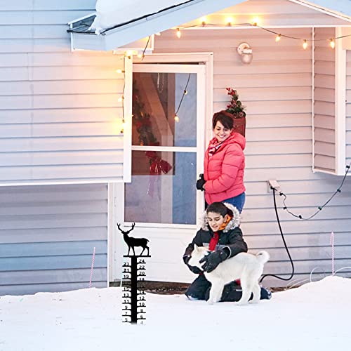 T Post Bracket Vertical Gift 24cm Snowflake Snow Measuring Instrument Snowmobile Snow Measuring Instrument Metal Snow Measuring Ruler Outdoor Garden Ornament Fence Post Bracket (Black, One Size)