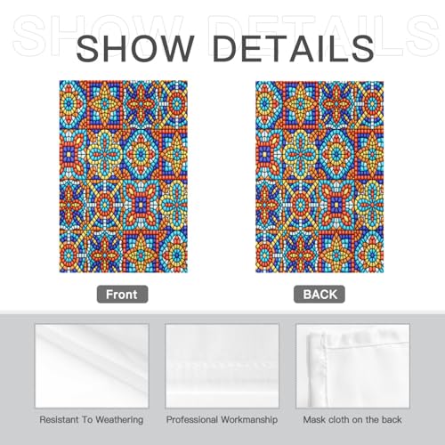 Double-sided garden flag Mexican Talavera Ceramic Tile Pattern Ethnic Folk Outdoor Flag Garden Flag Yard Outdoor Decoration (12×18in).