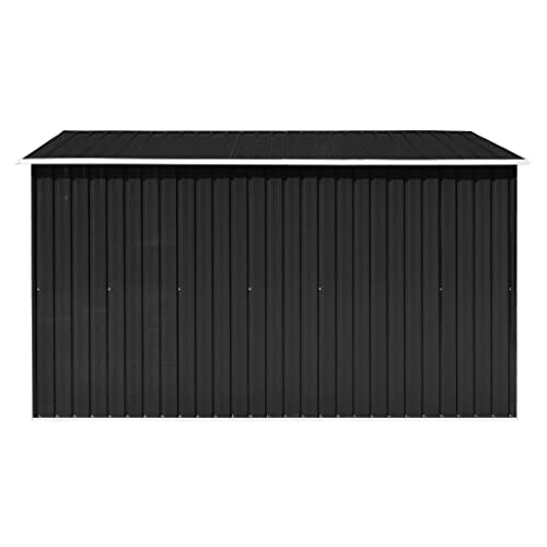 GOLINPEILO Metal Outdoor Garden Storage Shed, 101.2"x117.3"x70.1" Steel Utility Tool Shed Storage House, Galvanized Steel Yard Shed with Double Sliding Doors, Utility and Tool Storage, Anthracite