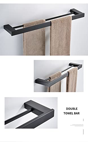 Towel Racks, Towel Rail for Bathroomwall Mounted Sus Double Towel Bars,Bathroom Towel Hanger,Bathroom Accessories Hand Towel Holder/Chrome/a (Black a)