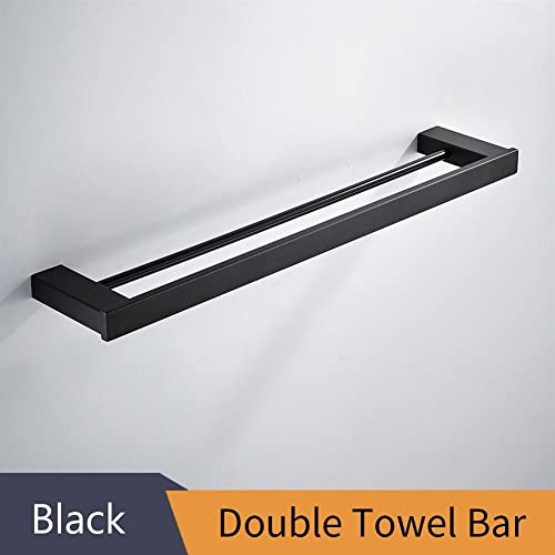 Towel Racks, Towel Rail for Bathroomwall Mounted Sus Double Towel Bars,Bathroom Towel Hanger,Bathroom Accessories Hand Towel Holder/Chrome/a (Black a)