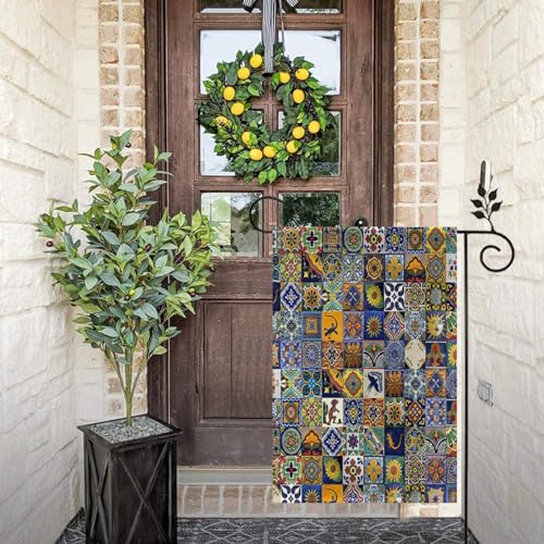 Double-sided garden flag Mexican Talavera Tiles Boho Print Outdoor Flag Garden Flag Yard Outdoor Decoration (12×18in).
