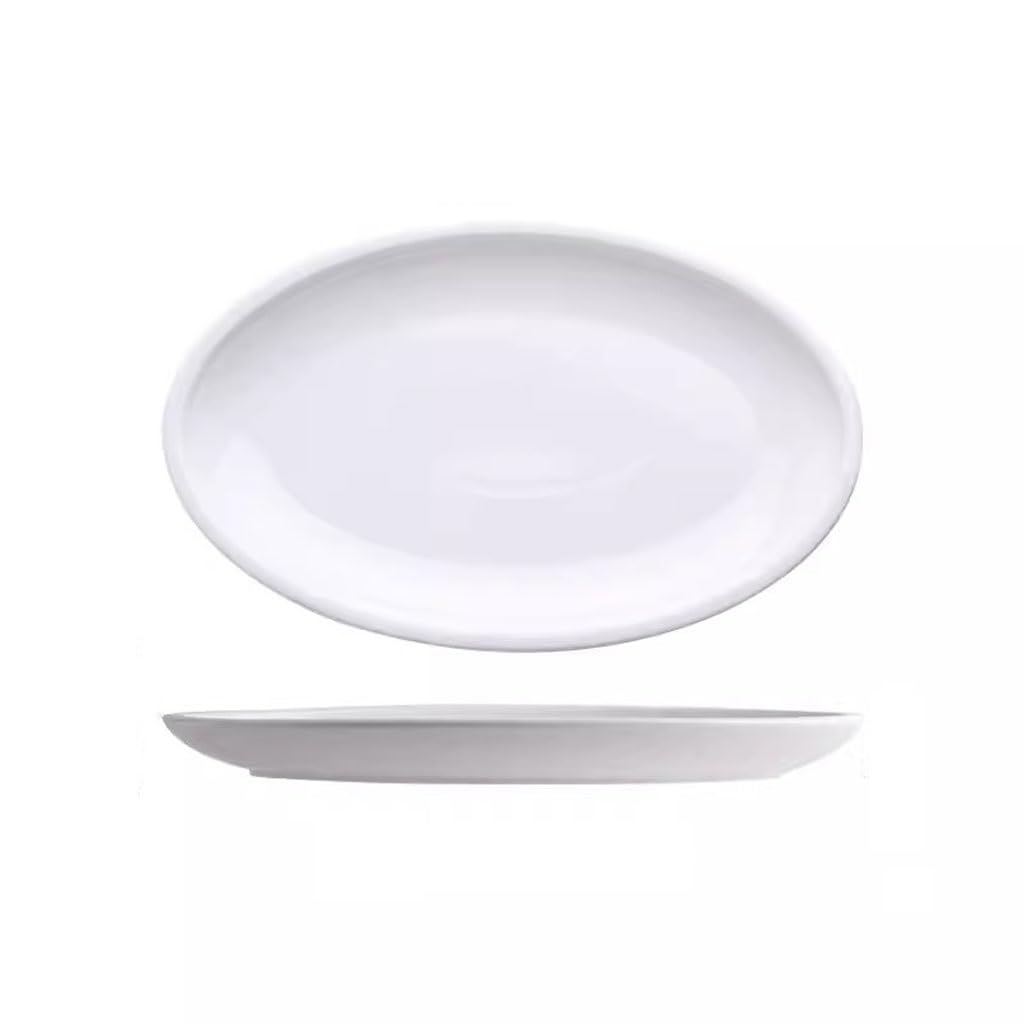 Dinner Plates Set Fish Plate Household Steamed Fish Plate Large Hotel Restaurant Commercial Tableware Oval Dish Kitchen Salad Bowl (Size : Small)