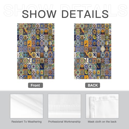 Double-sided garden flag Mexican Talavera Tiles Boho Print Outdoor Flag Garden Flag Yard Outdoor Decoration (12×18in).