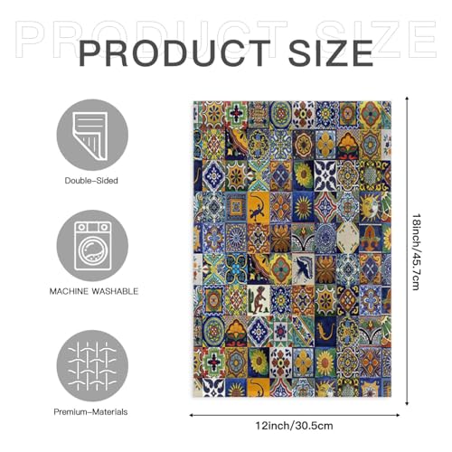Double-sided garden flag Mexican Talavera Tiles Boho Print Outdoor Flag Garden Flag Yard Outdoor Decoration (12×18in).